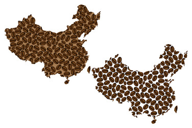 Asia - map of coffee bean Royalty Free Vector Image