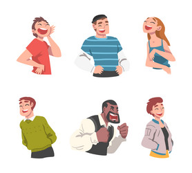 Happy people laughing out loud with joyful face Vector Image