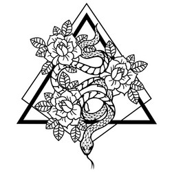 Tattoo with roses and snake sword dagger Vector Image