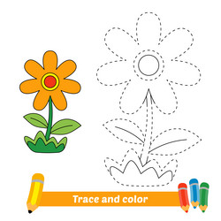 Trace and color for kids flower Royalty Free Vector Image