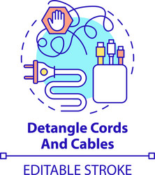 Detangle cords and cables concept icon Royalty Free Vector