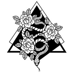 Tattoo with roses and snake sword dagger Vector Image