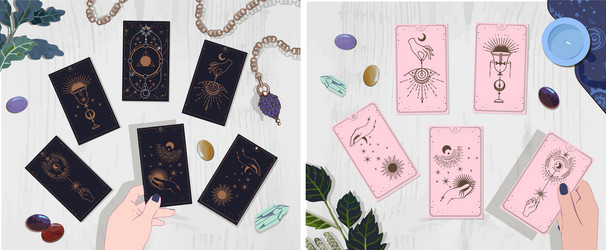 A set layout on tarot cards Royalty Free Vector Image