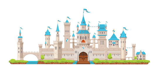 Cartoon broken medieval castle or city wall ruins Vector Image