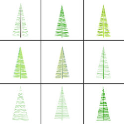 Set of various abstract trees with pyramidal crown