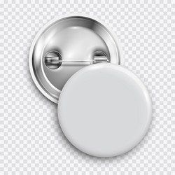 Blank badge 3d white round button pin Royalty Free Vector