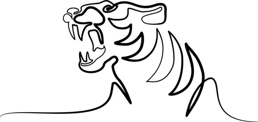 Continuous one line drawing tiger walking symbol Vector Image