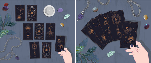 A set layout on tarot cards Royalty Free Vector Image