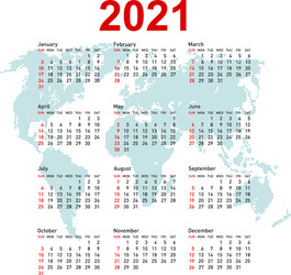 Calendar 2020 with world map week starts on sunday