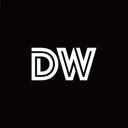 Dw monogram logo with square rotate style outline Vector Image