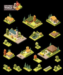 Isometric town map elements forest Royalty Free Vector Image