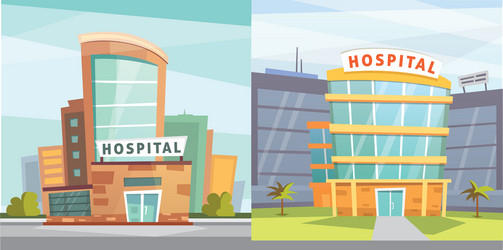 Hospital building cartoon modern Royalty Free Vector Image
