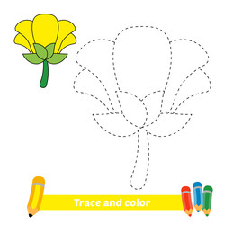 Trace and color for kids flower Royalty Free Vector Image