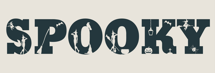 Horror word and silhouettes on them Royalty Free Vector