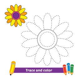 Trace and color for kids flower Royalty Free Vector Image