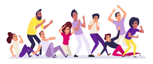 Scared characters people standing in various Vector Image