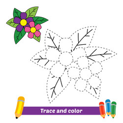 Trace and color for kids flower Royalty Free Vector Image