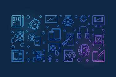 Mobile application outline colored Royalty Free Vector Image