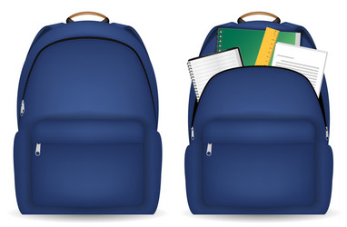 Student school bag with study tool in side Vector Image