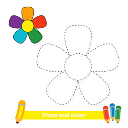 Trace and color for kids flower Royalty Free Vector Image