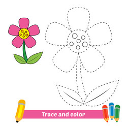 Trace and color for kids flower Royalty Free Vector Image