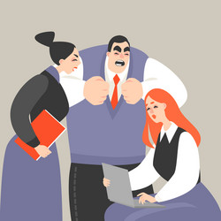 Angry people brawling isolated flat Royalty Free Vector