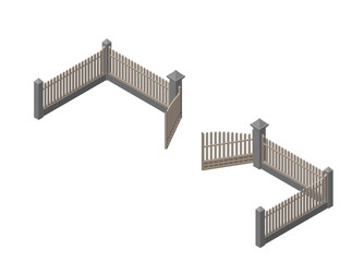 Closed gate isolated on white background 3d Vector Image