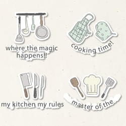 Cute kitchen utensils doodle stickers set Vector Image