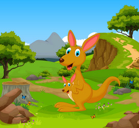 Cute baby kangaroo cartoon Royalty Free Vector Image
