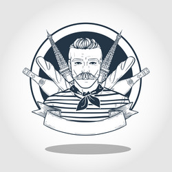 Hand drawn sketch french man Royalty Free Vector Image