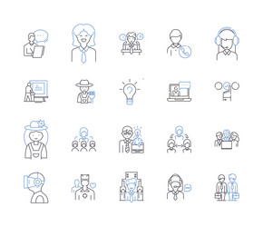 Management work outline icons collection Vector Image