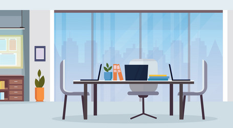Empty modern office interior workplace desk co Vector Image