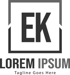 Initial ek logo template with modern frame Vector Image