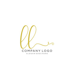 Ll initial handwriting logo design Royalty Free Vector Image
