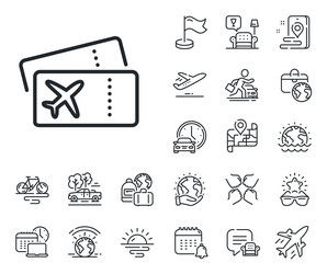 Boarding pass line icon airplane tickets sign Vector Image