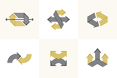 Concept arrows logos set isolated double arrows Vector Image