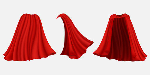 Cartoon superhero red cloaks scarlet mantle capes Vector Image