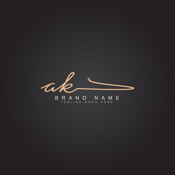 Ak simple signature logo - handwritten template Vector Image