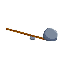 Lever of stick with stone lifting cobblestone Vector Image