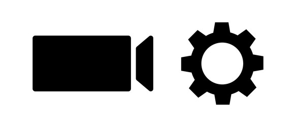 Video camera with play button silhouette icon Vector Image