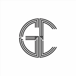 Gc logo monogram circle with piece ribbon style Vector Image