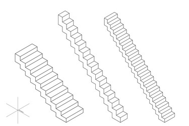 Stairway set 3d outline isometric projection Vector Image