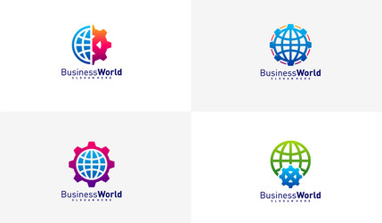 World gear logo template creative Royalty Free Vector Image