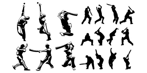 Cricket player set white background Royalty Free Vector