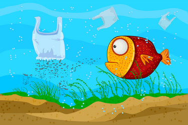 Microplastic pollution problem in ocean Royalty Free Vector