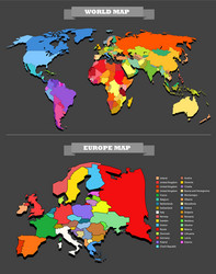 World Map Countries Separate Vector Images (over 300)