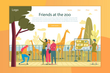 Zoo landing page template cartoon Royalty Free Vector Image