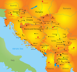 Balkan region detailed editable map Royalty Free Vector