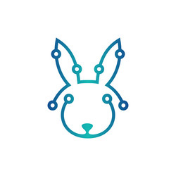 Rabbit standing tech line simplicity creative logo