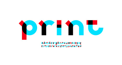 Multi - color font alphabet with overlay effect Vector Image